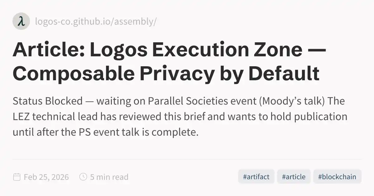 Article: Logos Execution Zone — Composable Privacy by Default